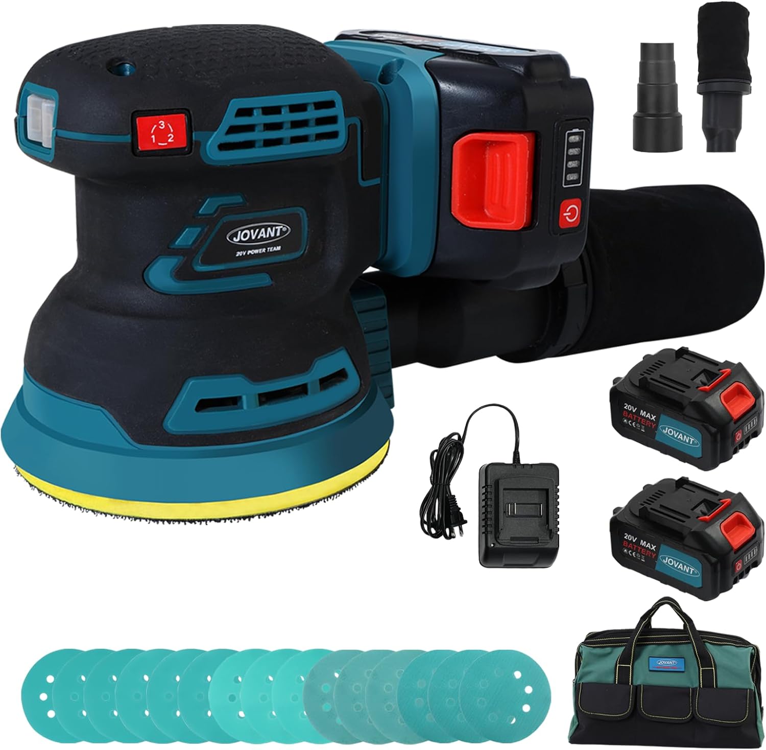 Orbital Sander with 2x20V 4Ah Batteries and 1xCharger,5 inch Variable ...